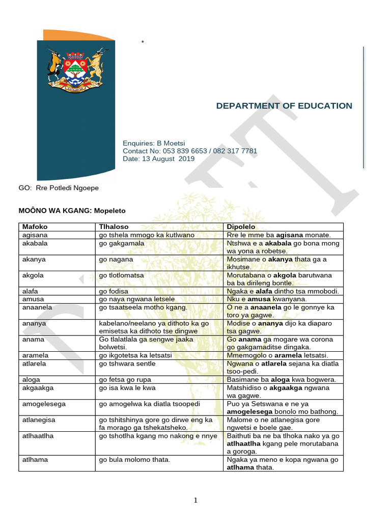 Setswana Spelling Words | PDF