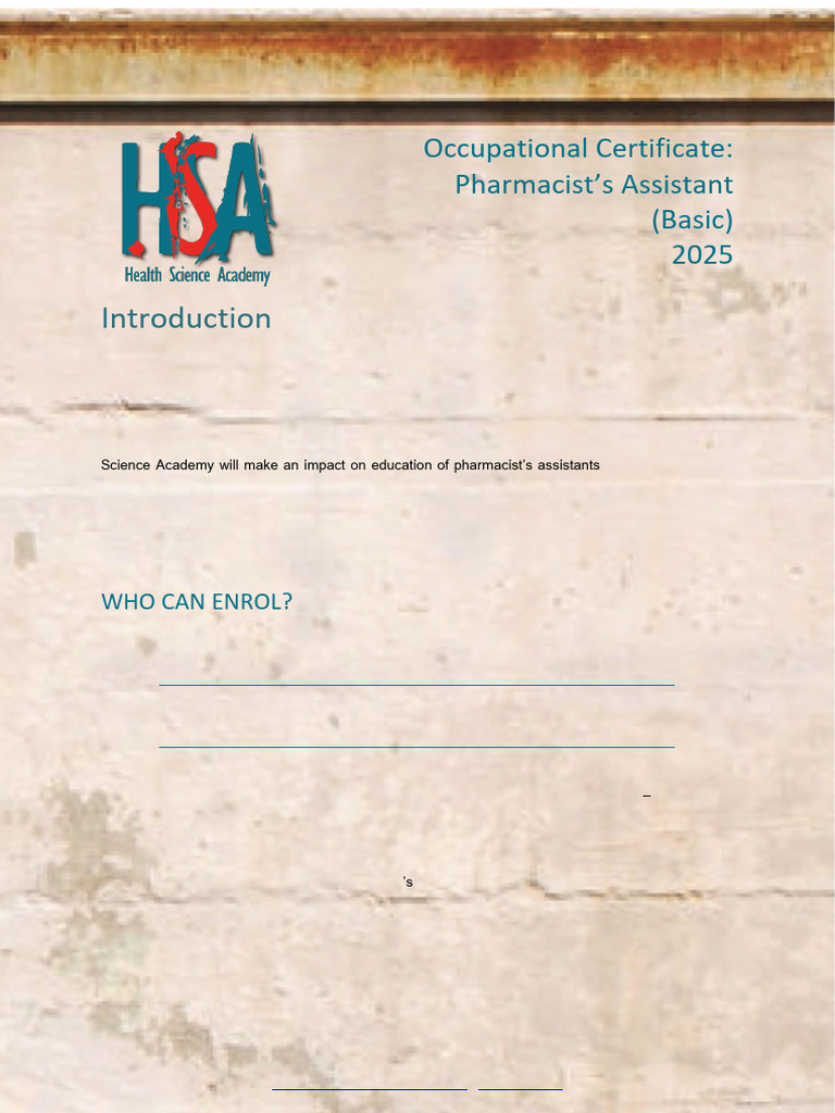 HSA Prospectus Occupational Certificate Basic Final 2025 | PDF ...