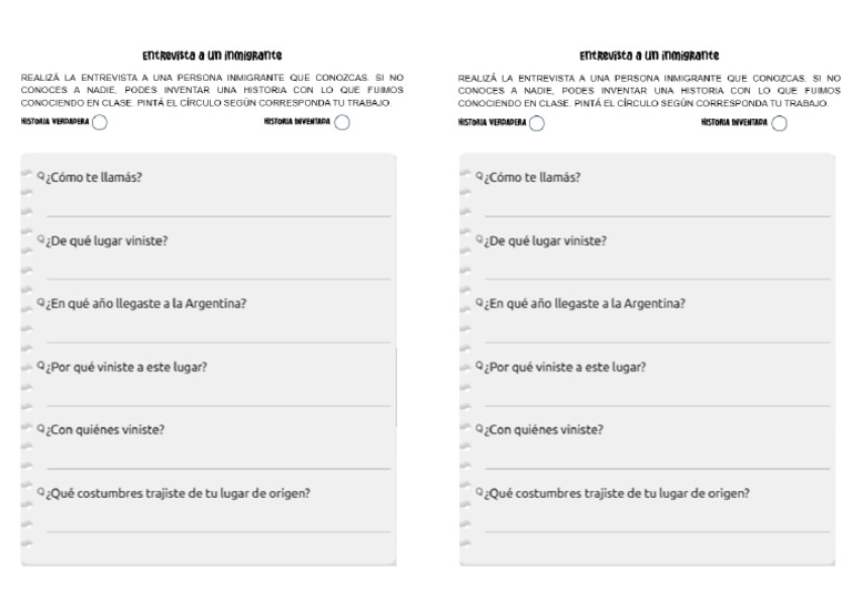 Entrevista A Un Inmigrante | PDF