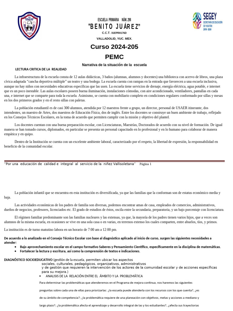 Formato Pemc BJ | PDF | Escuelas | Enseñando