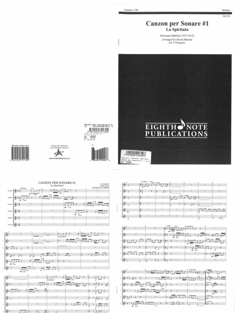 Gabrieli-Canzon Per Sonare Nr.1 - Partitur | PDF
