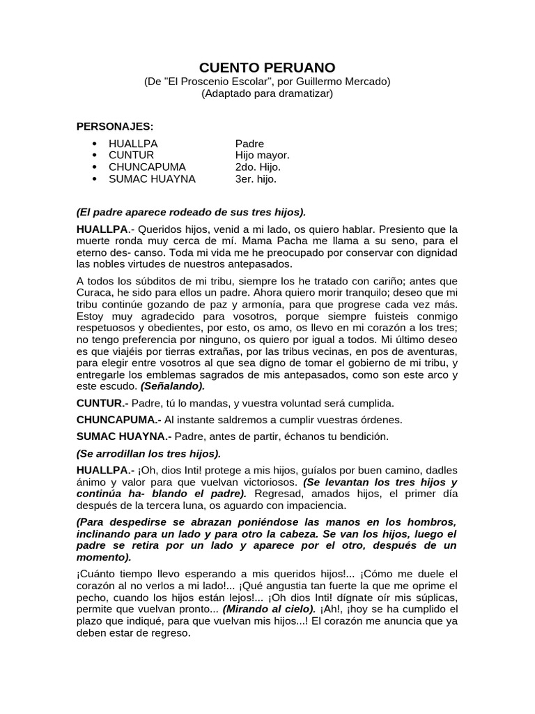 CUENTO PERUANO (Teatro Corto) - Guillermo Mercado | PDF
