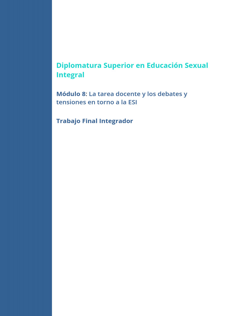 M8 - Trabajo Final Integrador | PDF | Educación sexual | Enseñando