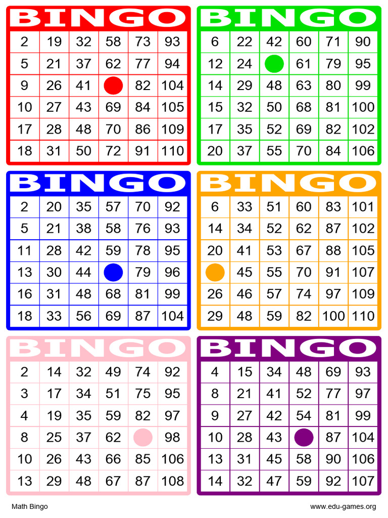 Math Bingo | PDF