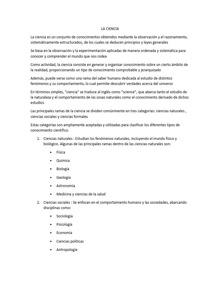 La Ciencia | PDF | Science | Ciencias Sociales