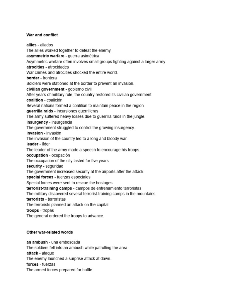 Key Terms in War and Conflict | PDF | Guerrilla Warfare | Invasion