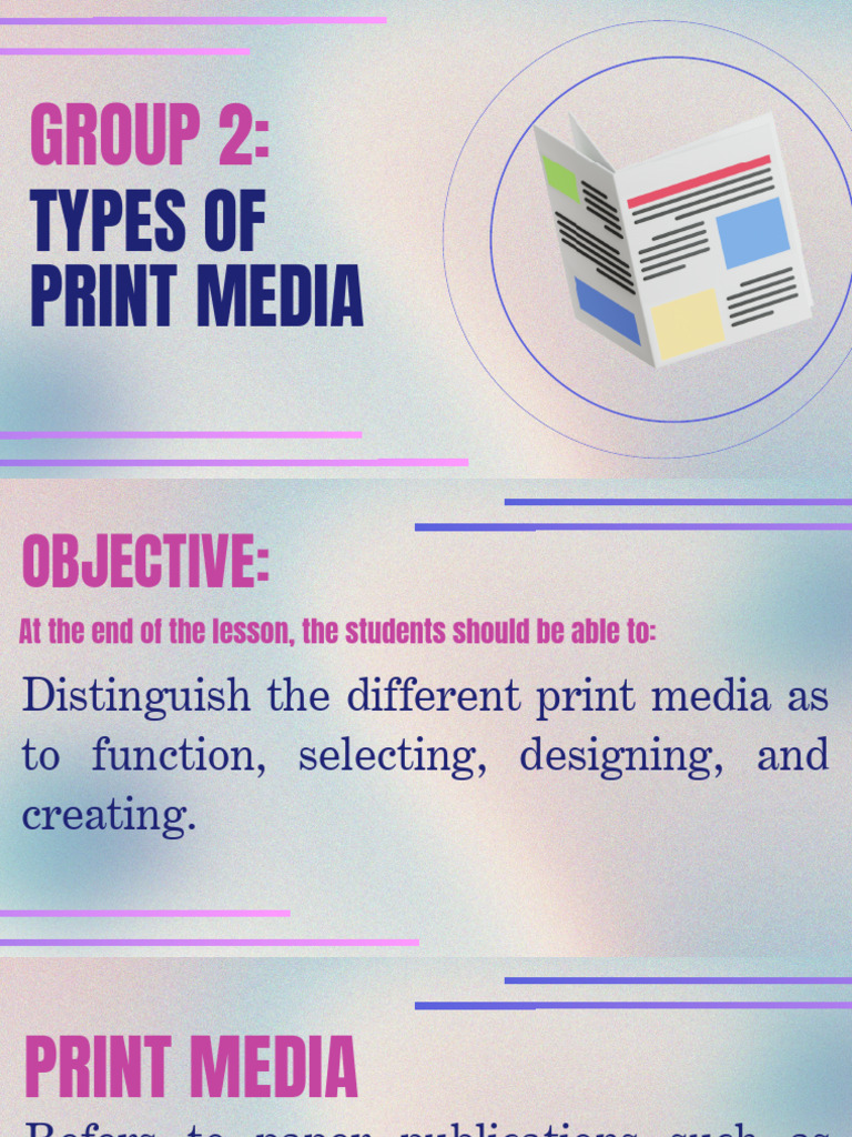GROUP 2 TYPES OF PRINT MEDIA | PDF | Mass Media | Books