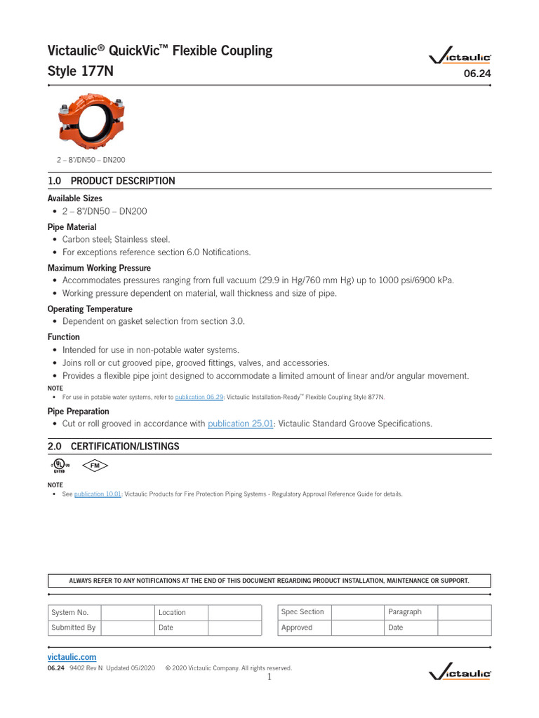 06.24 - Style 177N Quickvic Flexible Coupling (50A 200A) - ENG | PDF ...