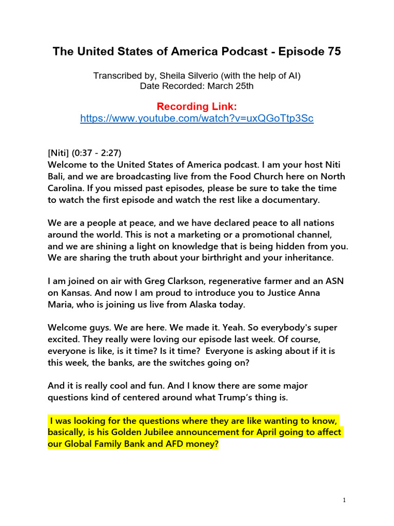 241 The United States of America Podcast - Episode 75 | PDF | Cost Of ...