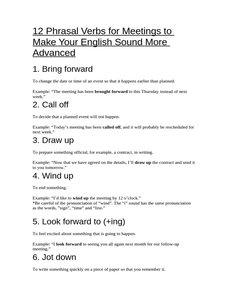 12 Phrasal Verbs for Meetings to Make Your English Sound More Advanced ...