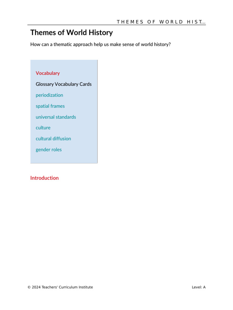 Chapter 2_Themes of World History | PDF | Geography | Society