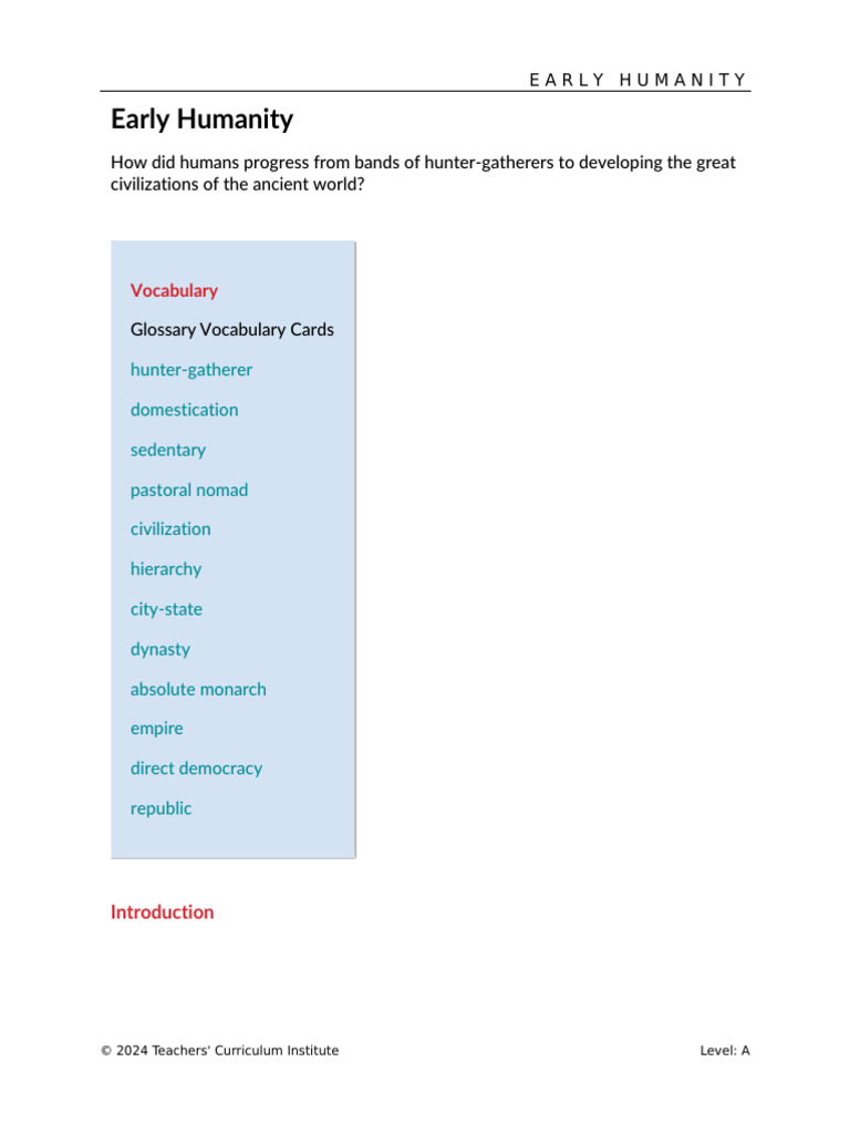 Evolution of Early Human Societies | PDF | Hunter Gatherer | Agriculture