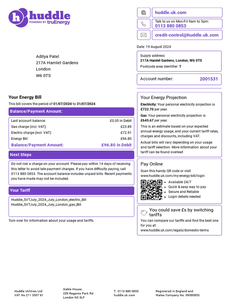 Proof of Address - Utility Bill - Aditya | PDF | Debit Card | Payments