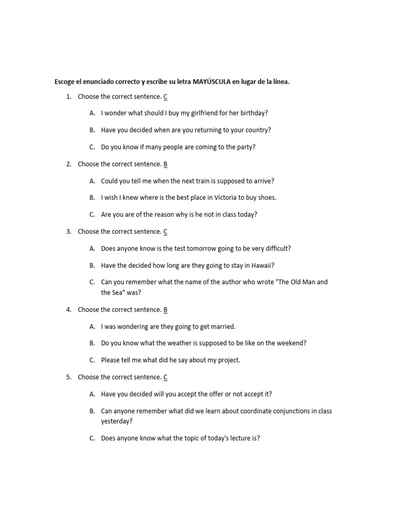 IV.1 Embedded Questions Exercise | PDF