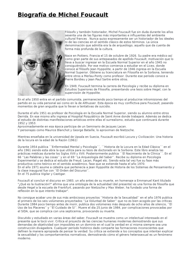 Biografía de Michel Foucault | PDF | Michel Foucault | Verdad