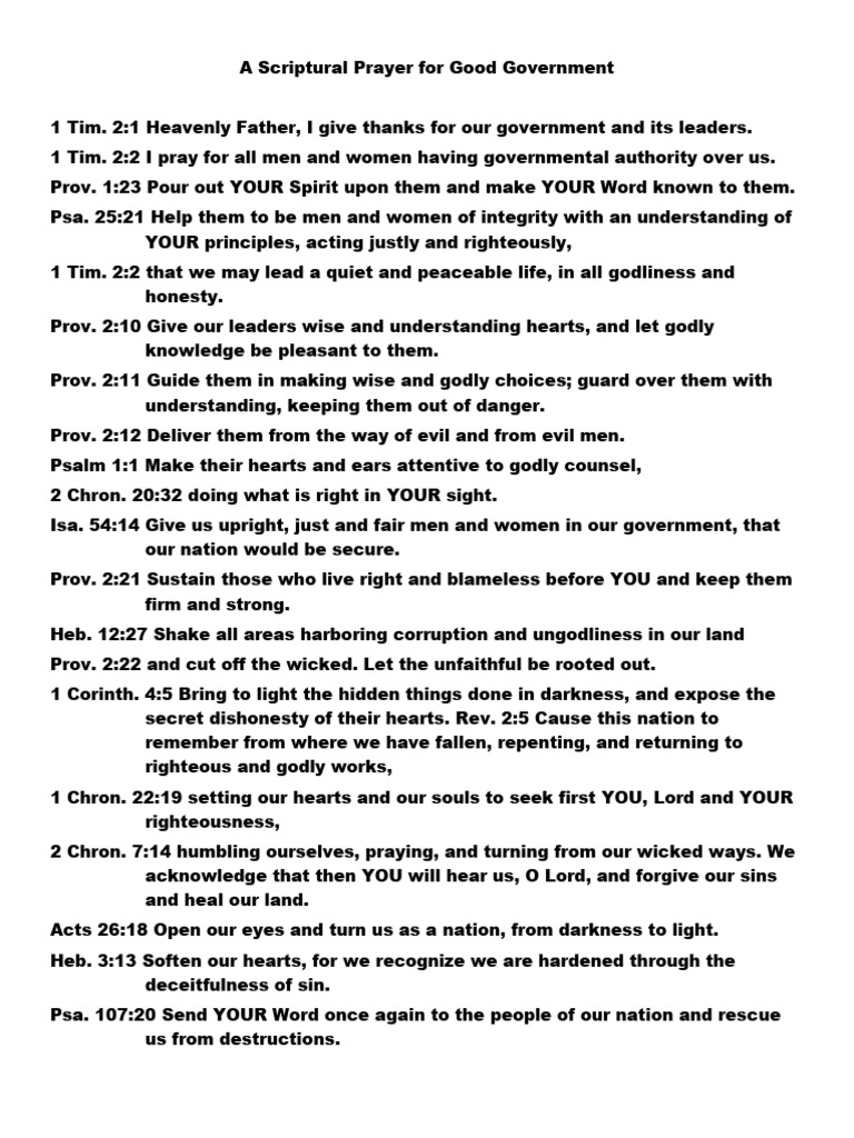 A Scriptural Prayer For Good Government | PDF | Jesus | Abrahamic Religions