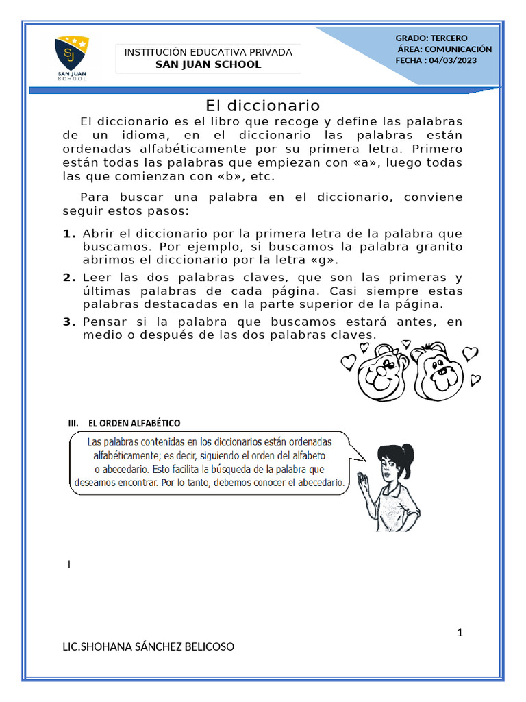 USO DEL DICCIONARIO | PDF