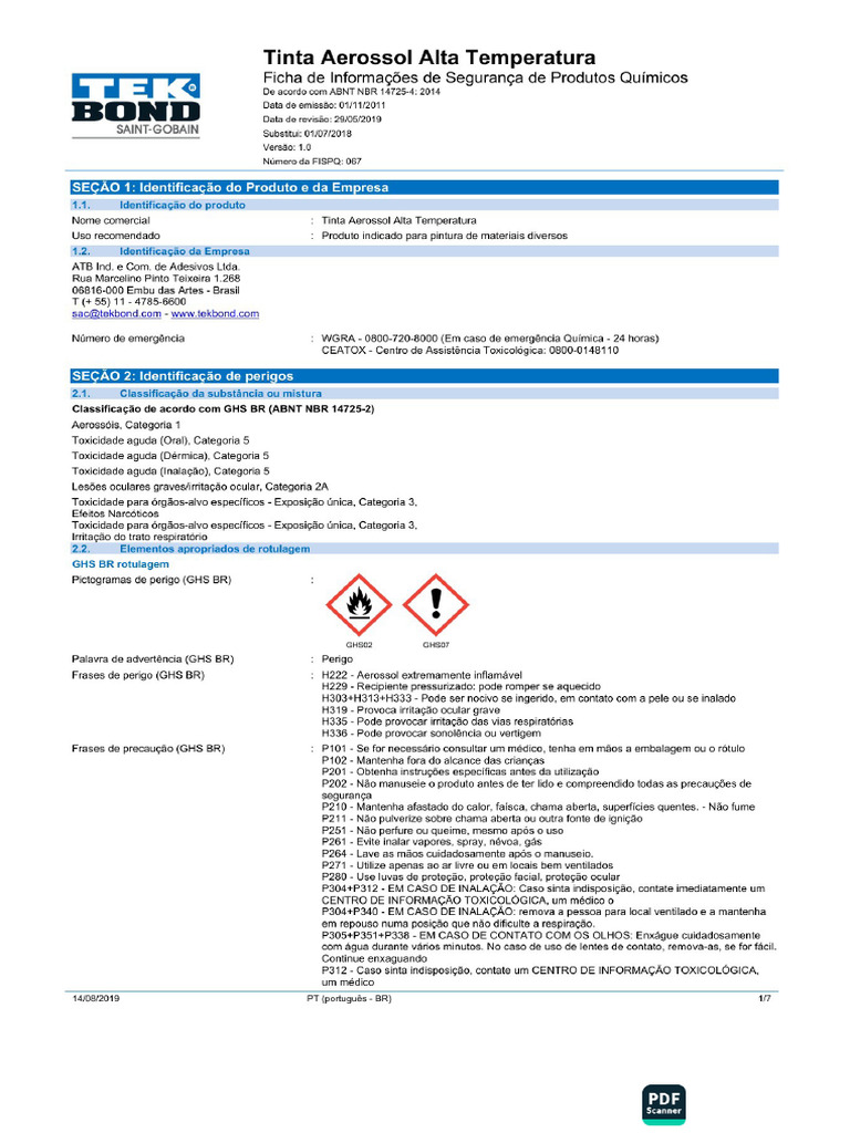Fispq Tinta Aerossol Alta Temperatura | PDF