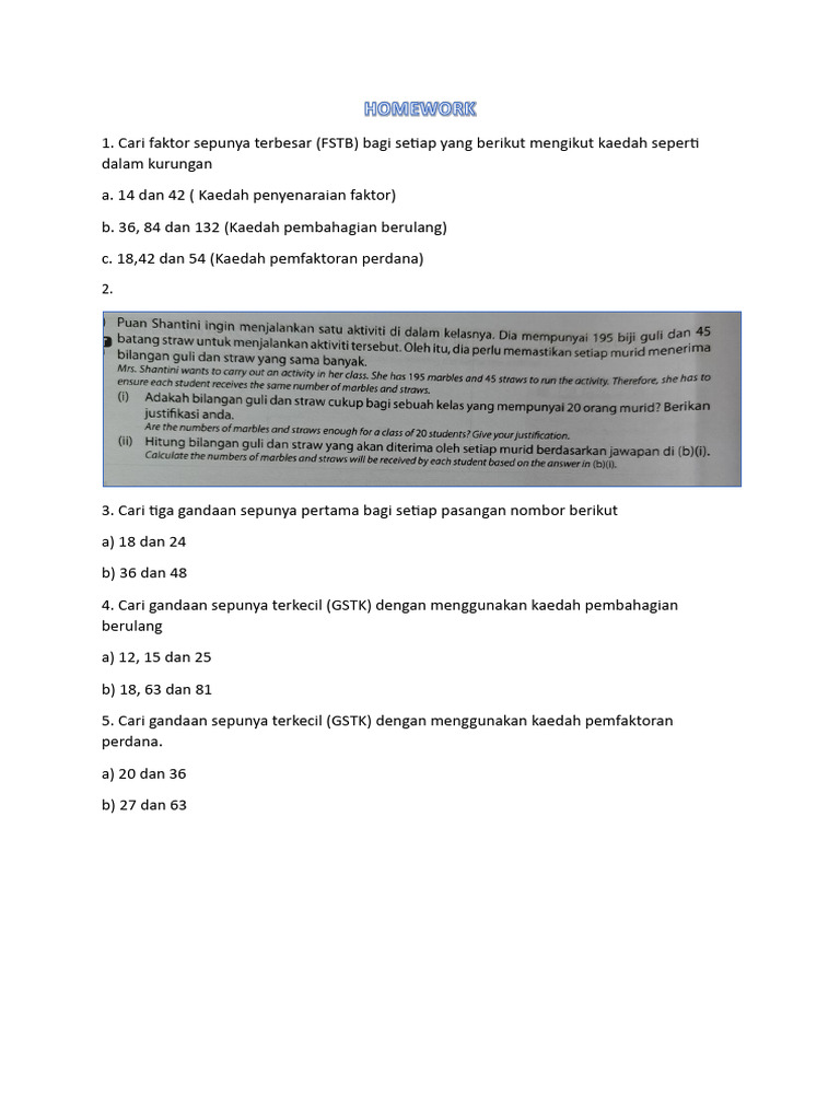 Latih Tubi Bab 2 Form 1 | PDF