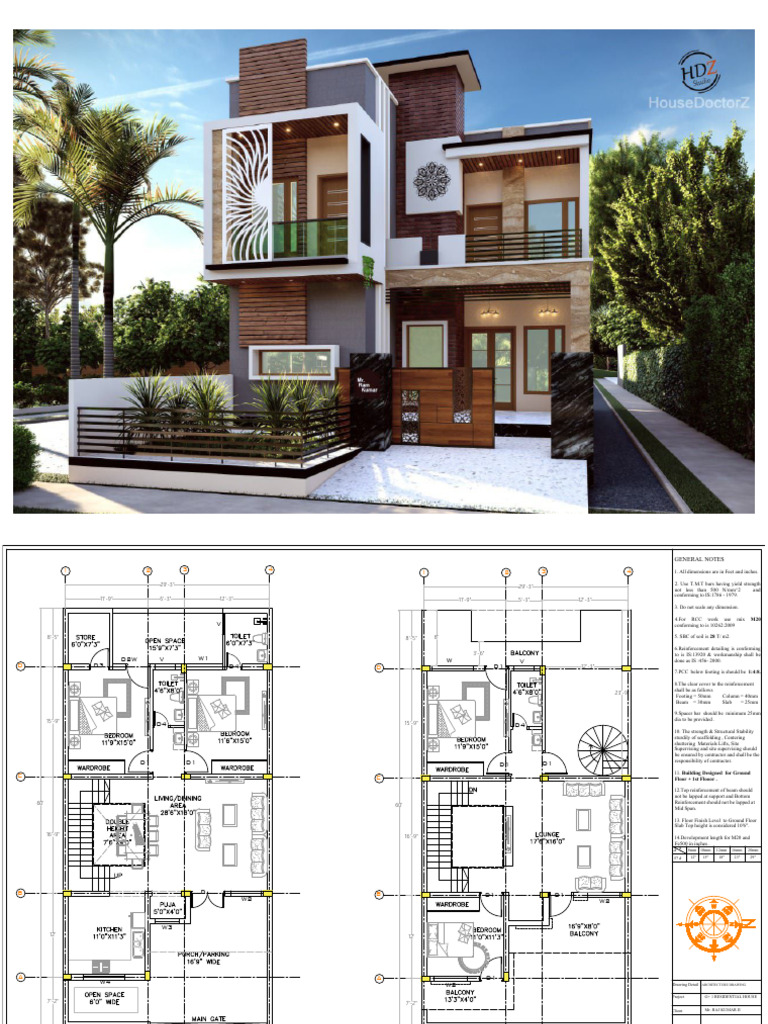 G+1 Residential House Structural Details | PDF | Architectural Design ...
