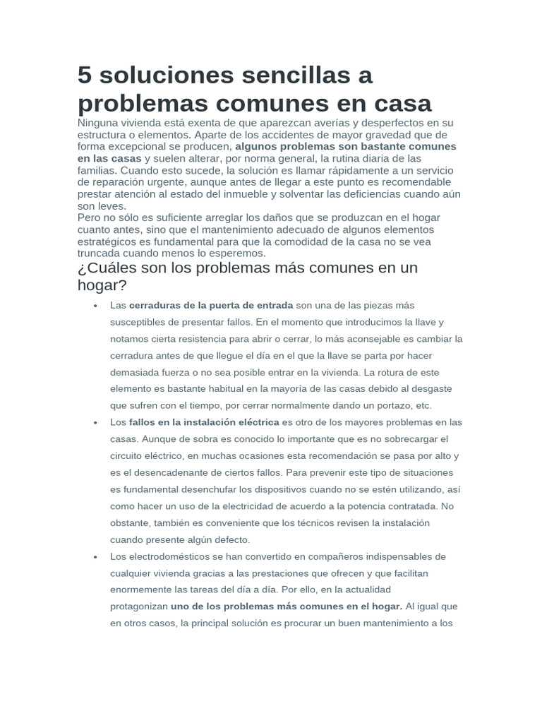 Problemas Comunes en Casa | PDF | Barrio residencial