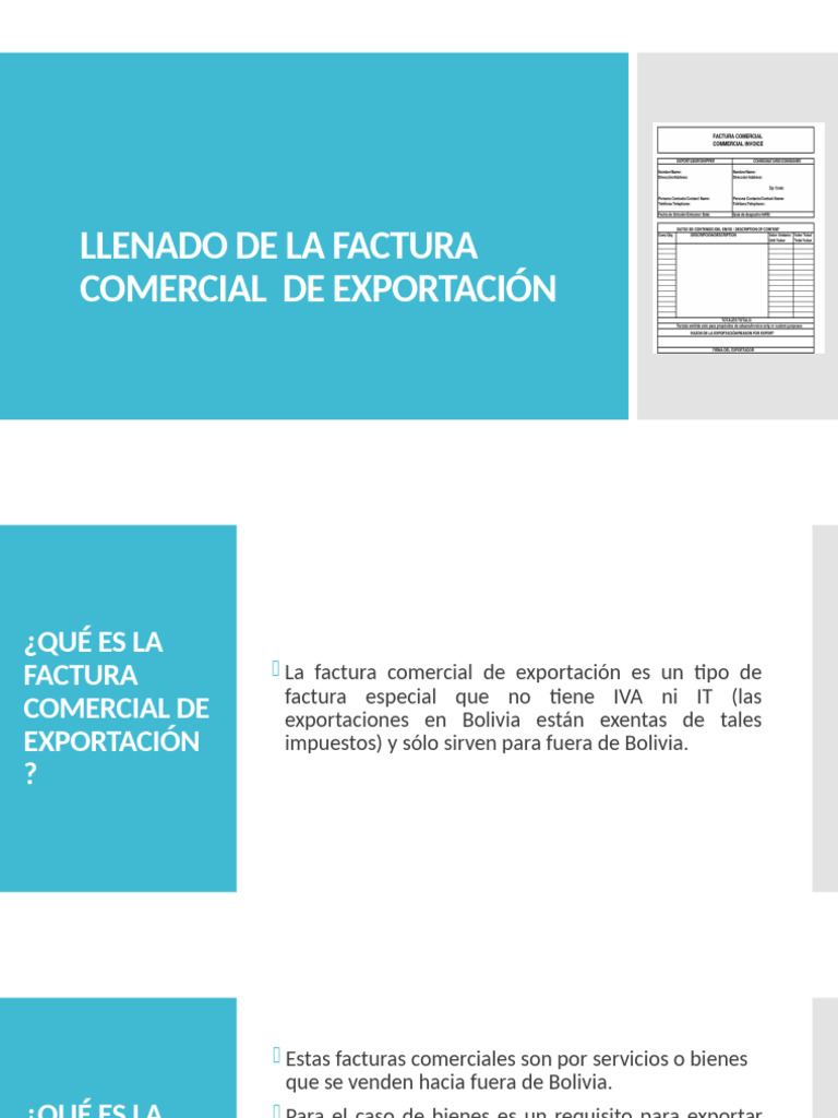 Llenado De La Factura Comercial De Exportación Pdf Factura