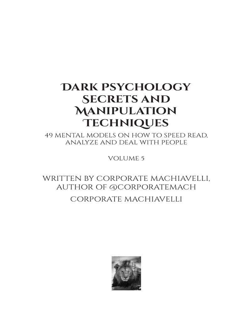 Dark Psychology Secrets and Manipulation Techniques Print | PDF | Psychopathy | Self Esteem