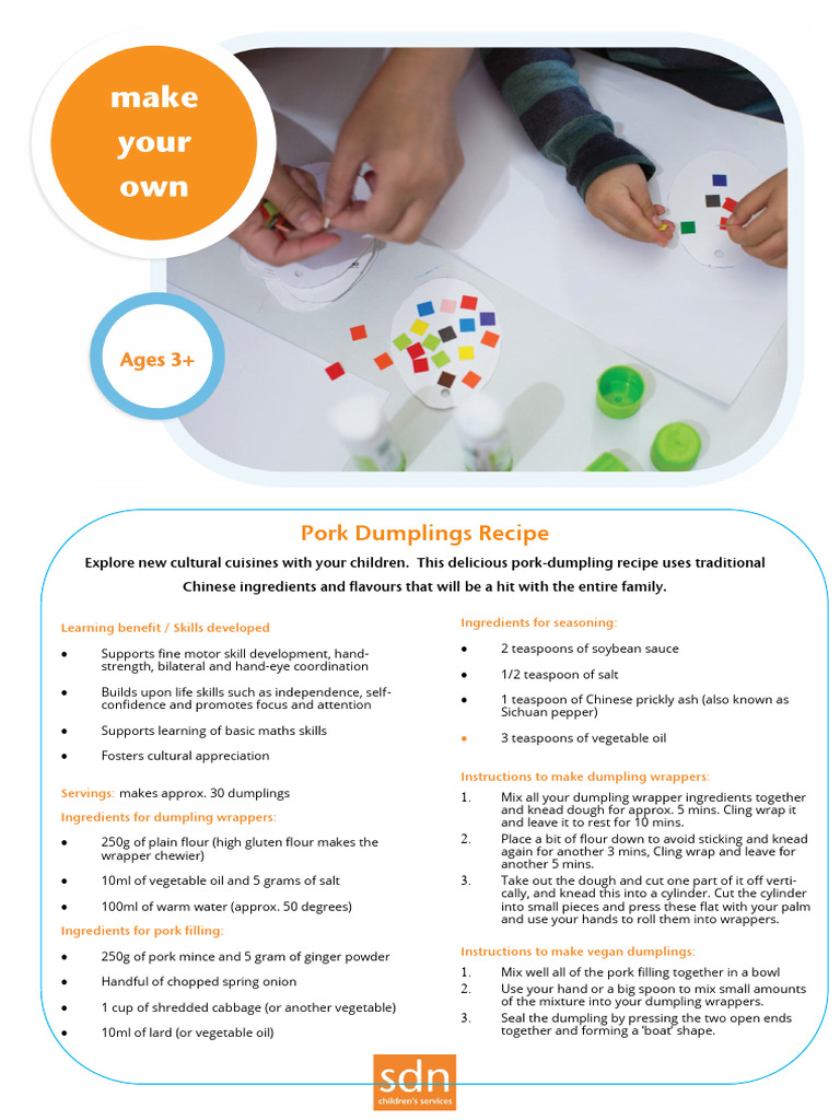 Pork Dumplings Recipe for Kids | PDF | Dumpling | Food Ingredients