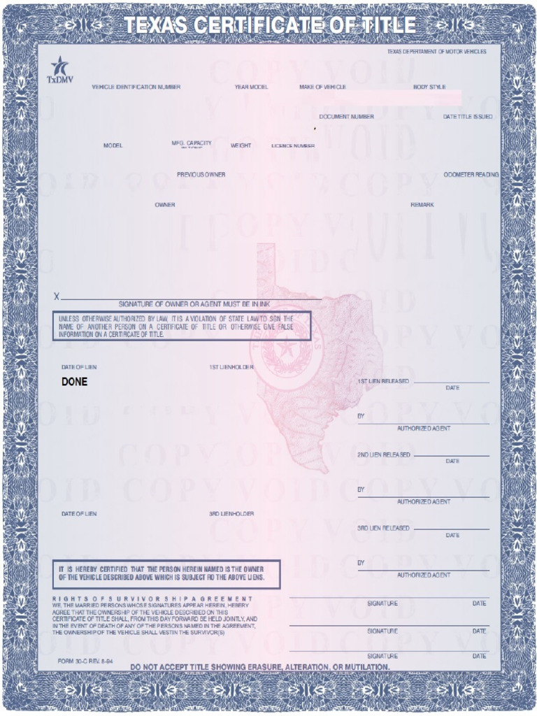 TITULO Texas Editable | PDF