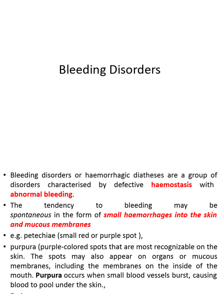 Bleeding Disorders - Rec | PDF
