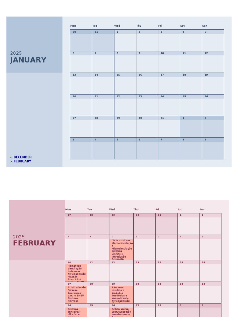 12 Month Calendar | PDF | Medicina Clínica | Ciências da Saúde