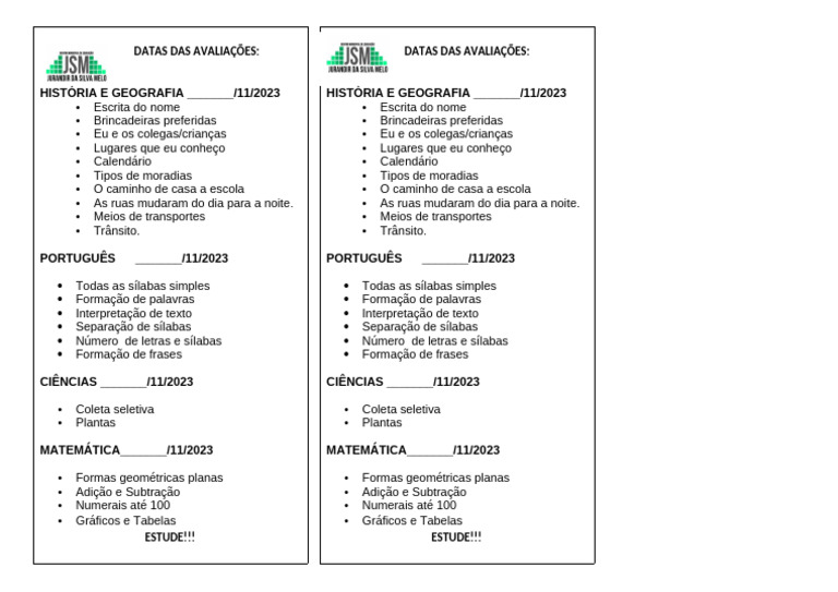BILHETE DAS PROVAS | PDF