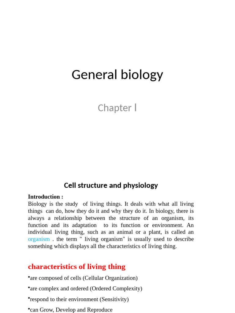 General biology -chapter 1 | PDF | Cell Membrane | Osmosis
