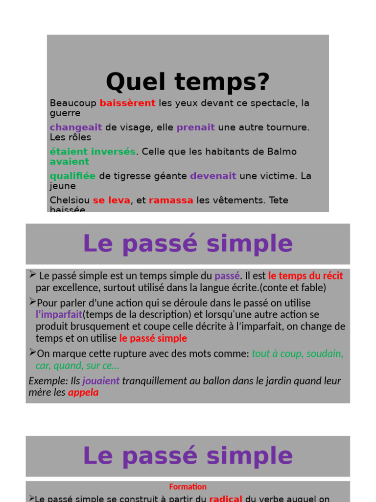 passe simple | PDF | Verbe | Linguistique