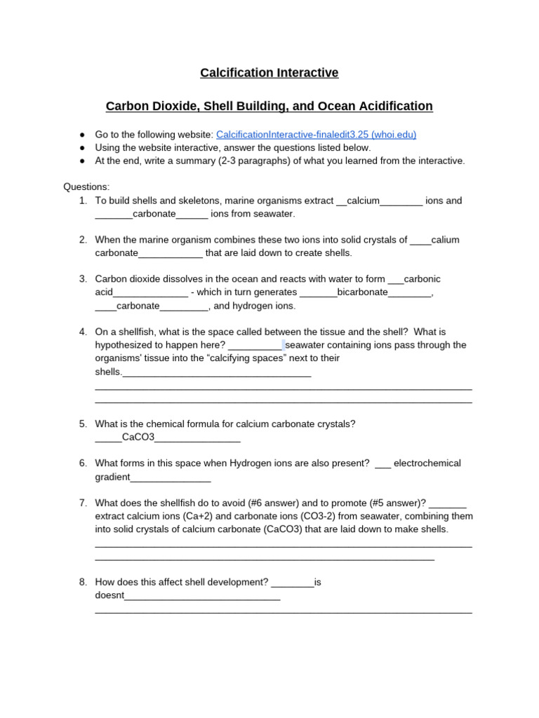 Calcification Interactive - Updated | PDF | Ocean Acidification ...
