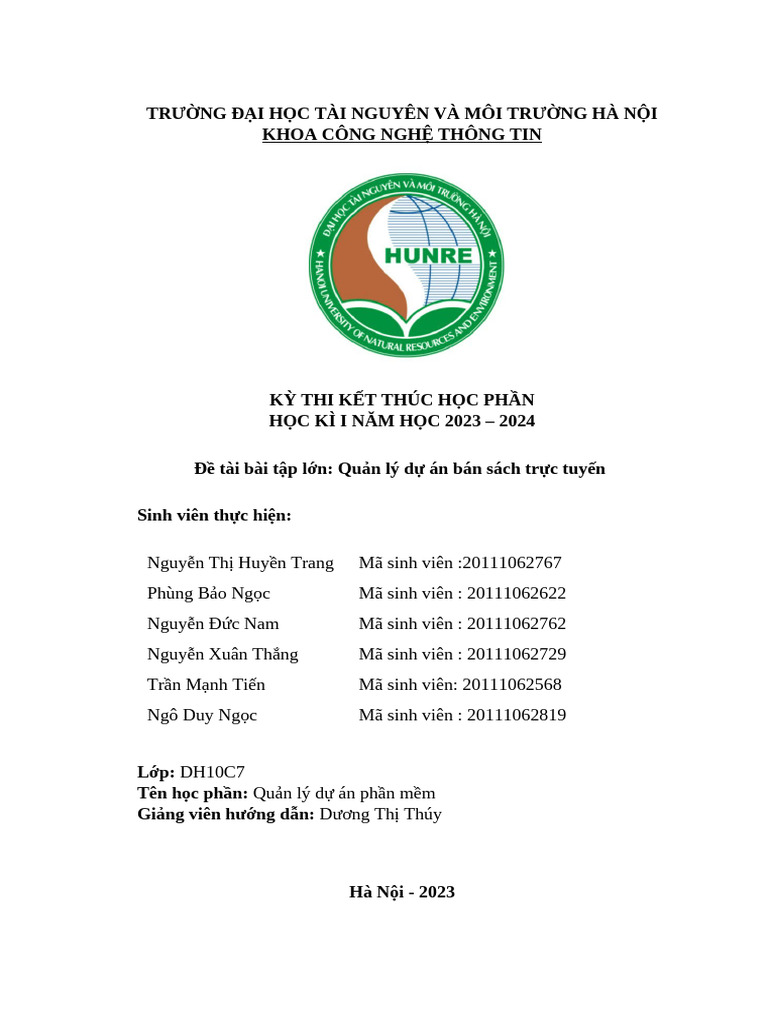 Nhóm 7 quản lý dự án phần mềm | PDF