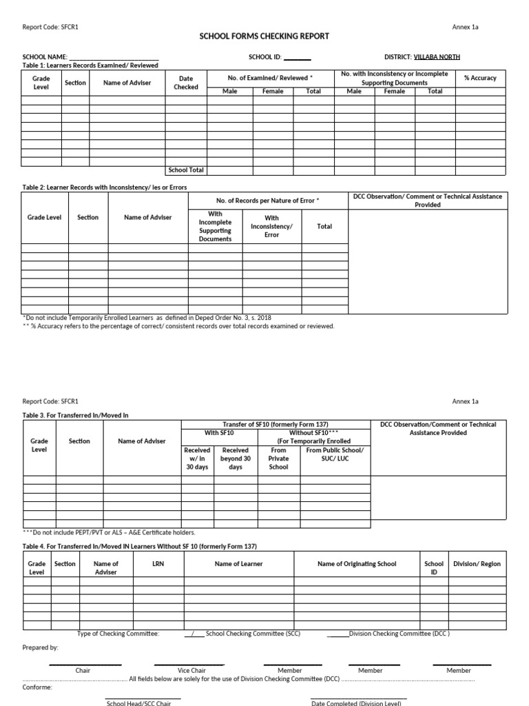 Checking of Forms School Reports | PDF