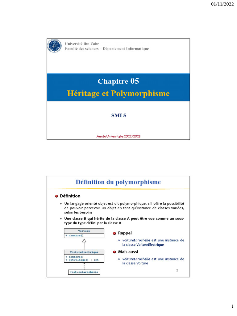 Ch05 Héritage Et Polymorphisme | PDF | Classe (informatique) | Interface (Informatique)
