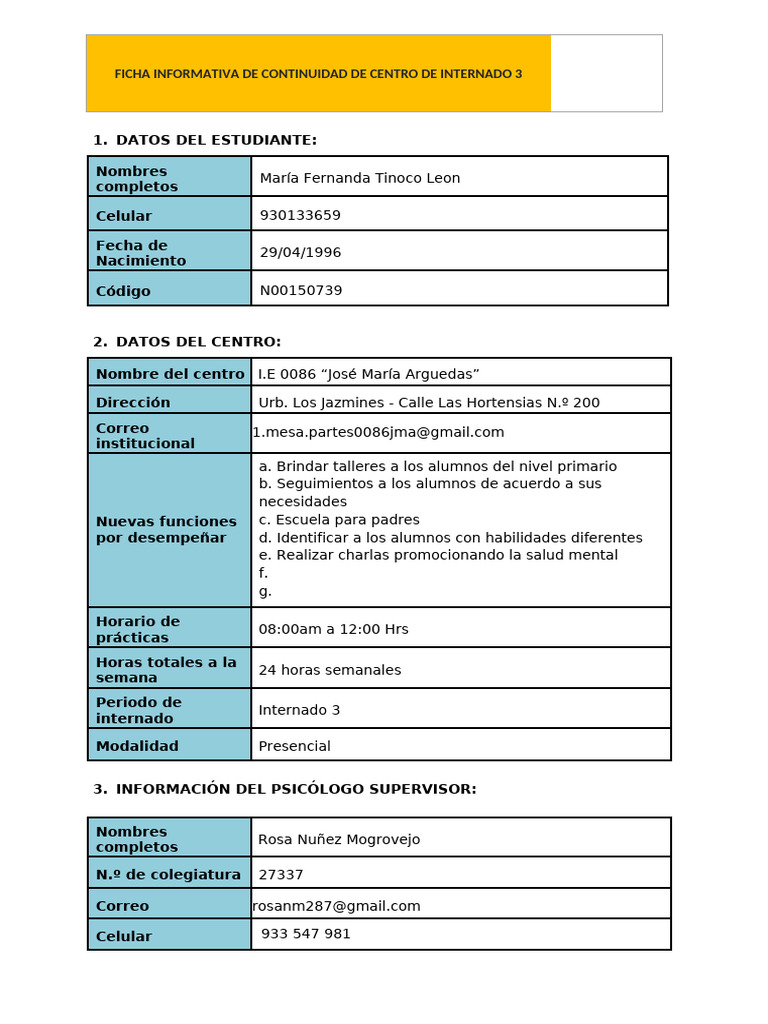 Ficha Informativa - Centro de Internado | PDF