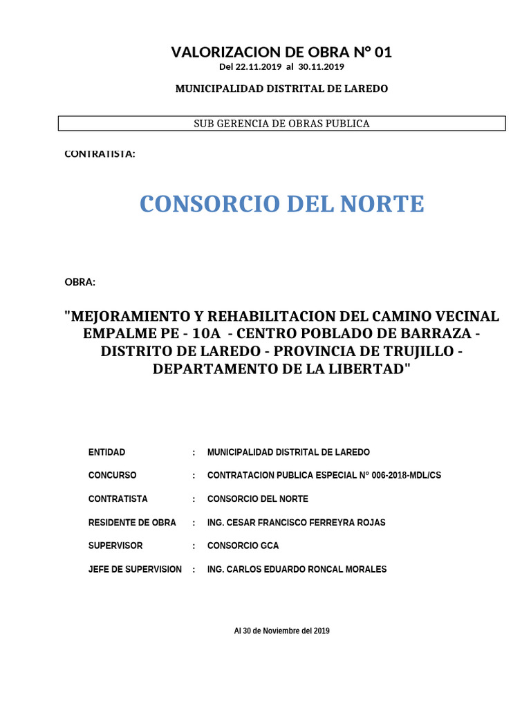 VALORIZACION N° 01 | PDF | Albañilería | Materiales