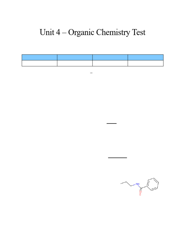 Organic Chemistry Test Overview | PDF | Ester | Hydrogen Compounds