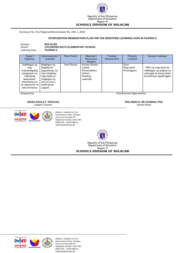 G6 Filipino Intervention | PDF | Philippines