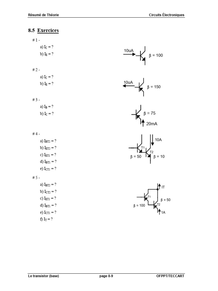 Transistor Circuit Exercises and Theory | PDF