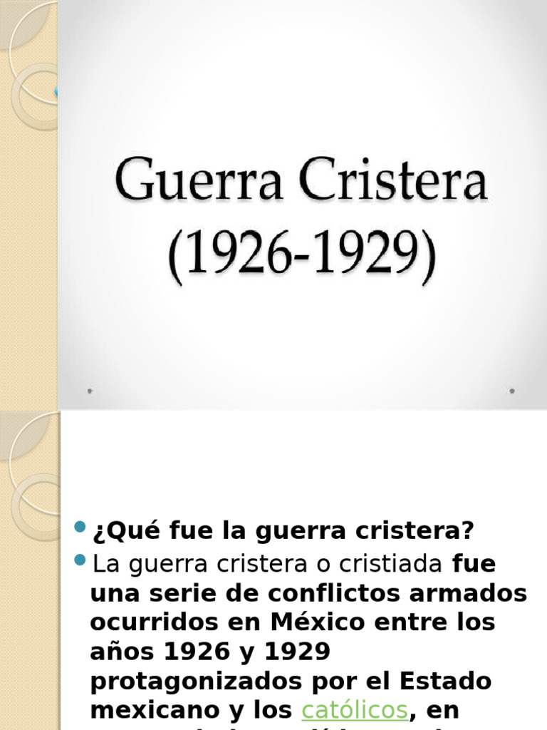 Guerra Cristera Conflicto En México 1926 1929 Pdf Gobierno