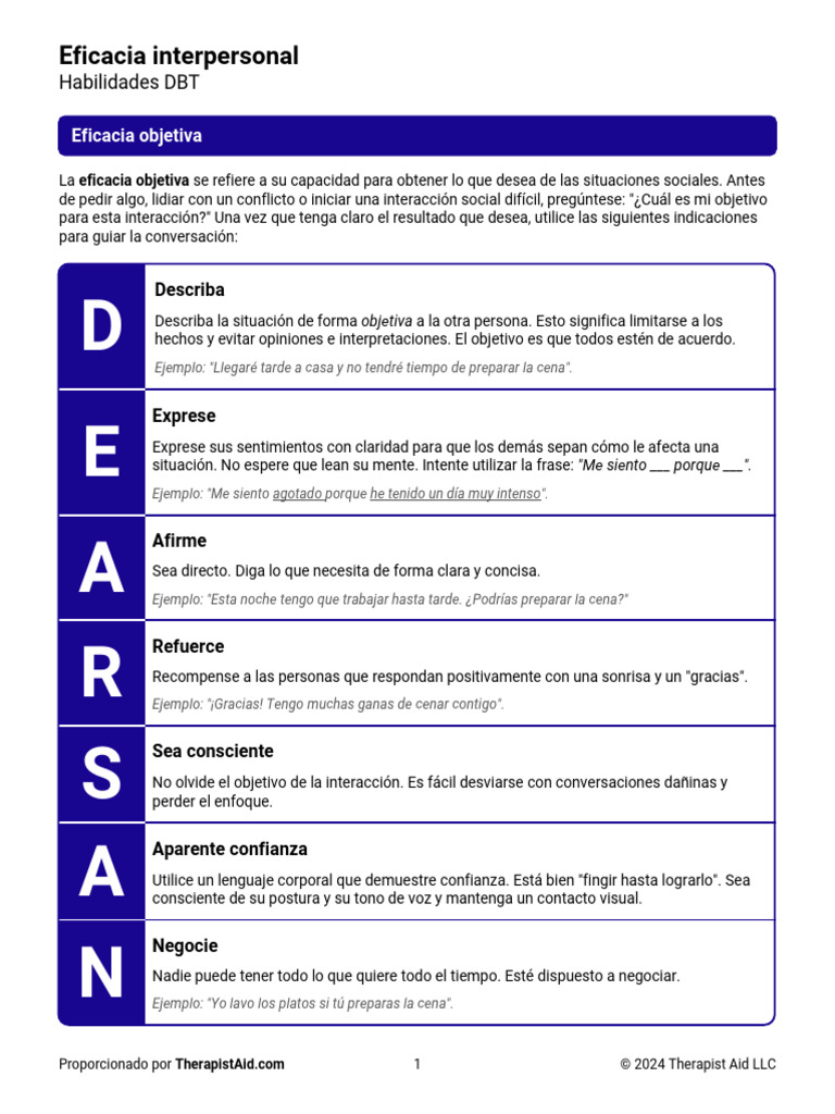 DBT Interpersonal Effectiveness Skills | PDF | Sicología