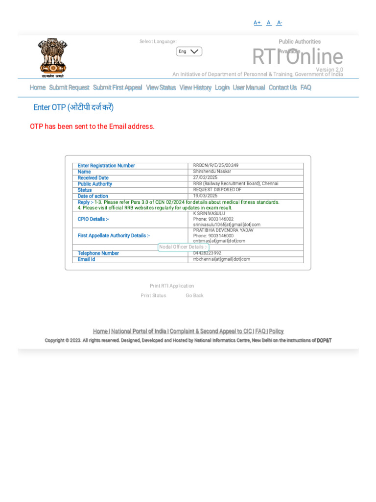RTI Online - Online RTI Information System | PDF | Gmail | Cyberspace