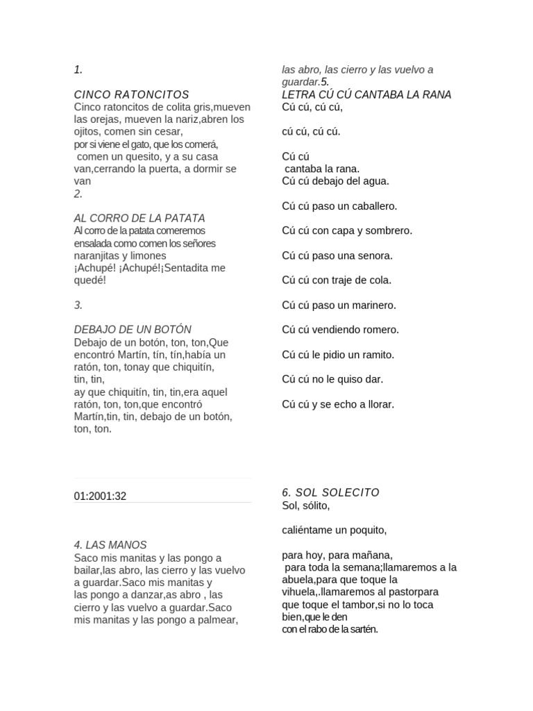 25 Cantos Infantiles | PDF