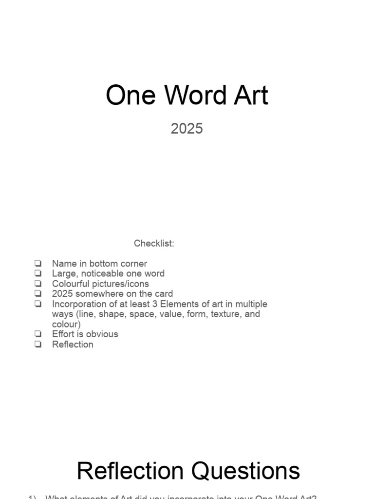 One Word Art 2025 | PDF