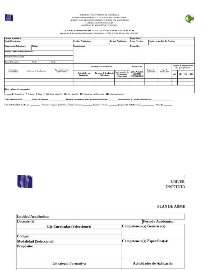 Plan Administración Evaluación Modificado | PDF | Aprendizaje | Enseñando