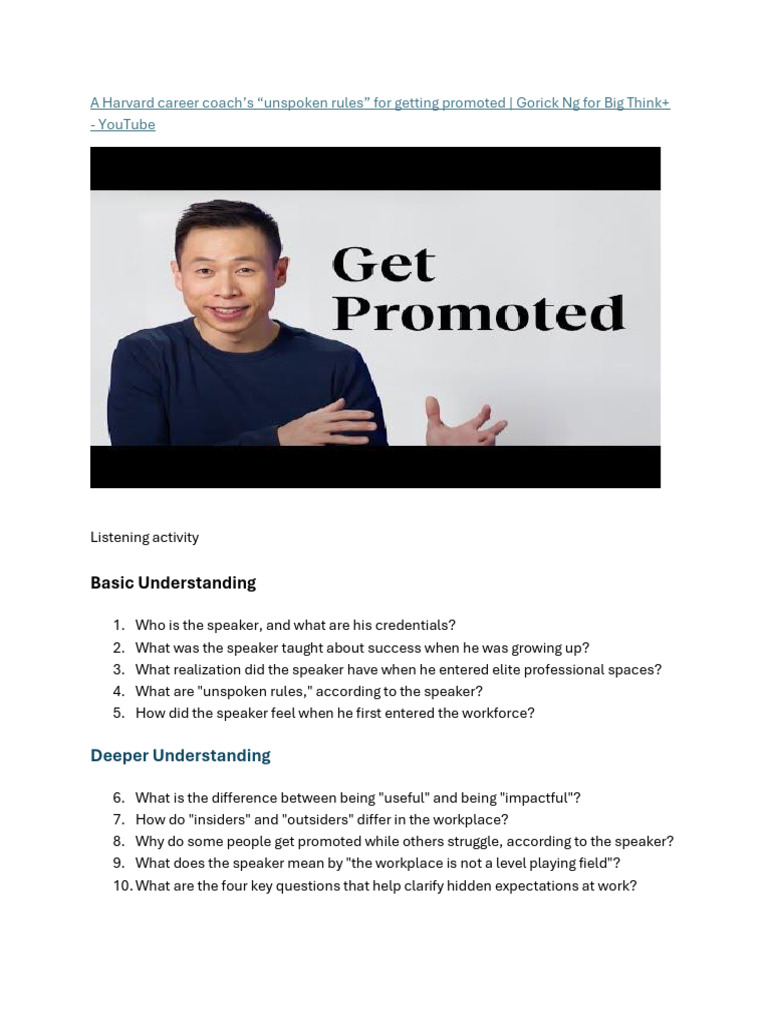 Career Plan Listening Activities | PDF